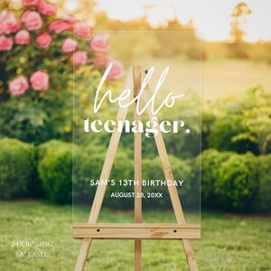 Custom Hello Teenager 13th Birthday Party Welcome Sign, Teen Birthday ...
