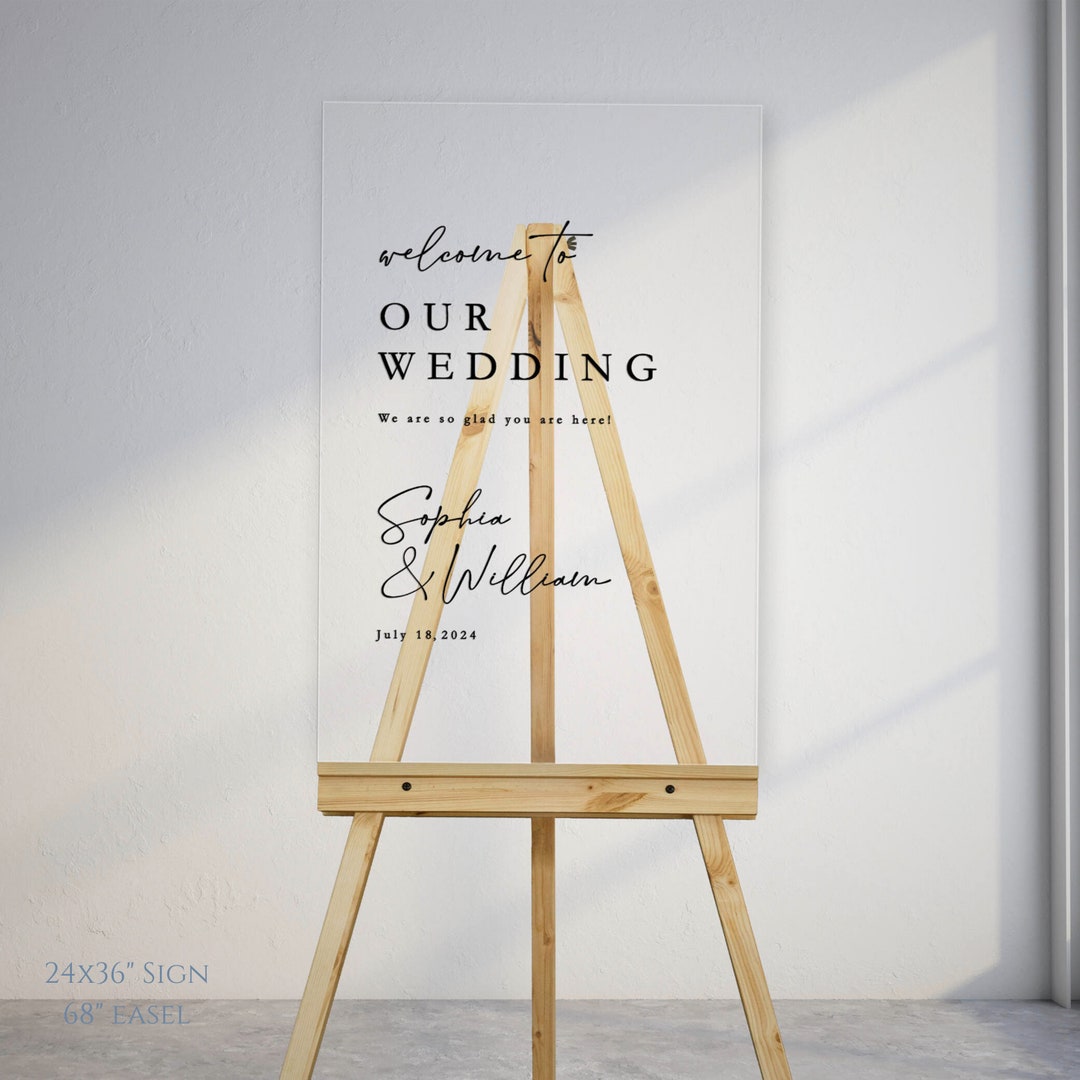 Custom Acrylic Wedding Welcome Sign, Clear Acrylic Name Date Wedding ...