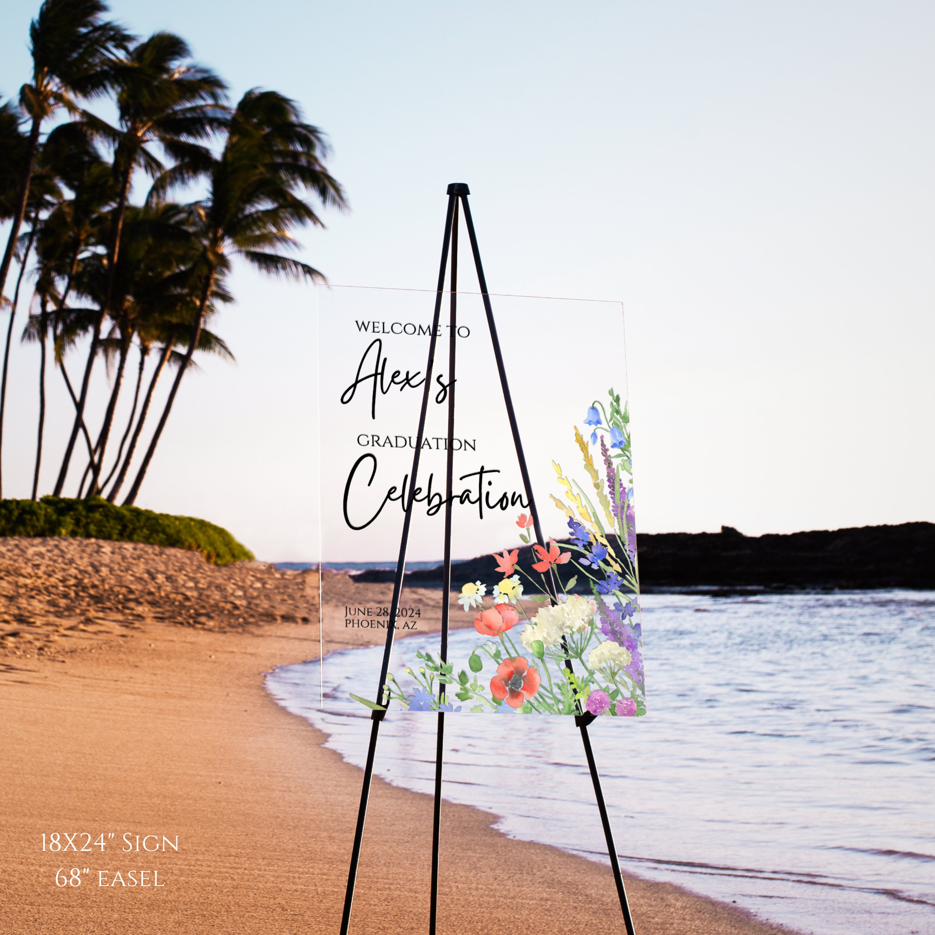 Custom Wildflower Graduation Party Sign, Graduation Acrylic Welcome ...