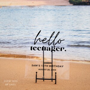 Custom Hello Teenager 13th Birthday Party Welcome Sign, Teen Birthday ...