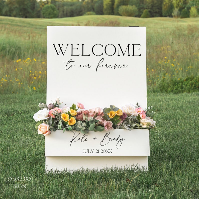 Flower Box Wedding Welcome to Our Forever Sign, Floral Box Wedding ...
