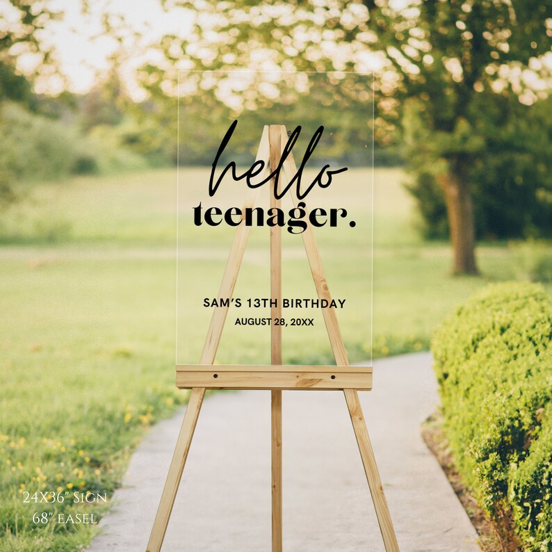 Custom Hello Teenager 13th Birthday Party Welcome Sign, Teen Birthday ...
