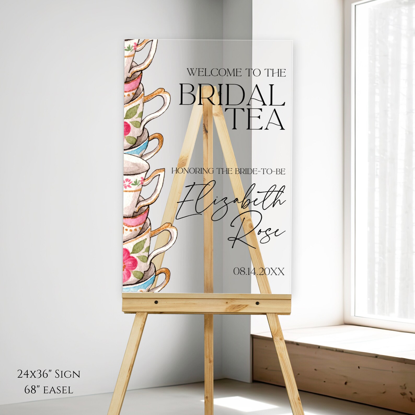 Tea Party Bridal Shower Welcome Sign, Bride-to-be Entrance Sign, Bridal ...