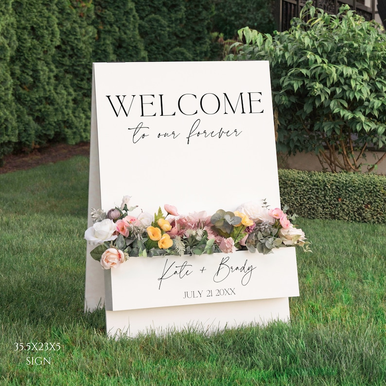 Flower Box Wedding Welcome to Our Forever Sign, Floral Box Wedding ...