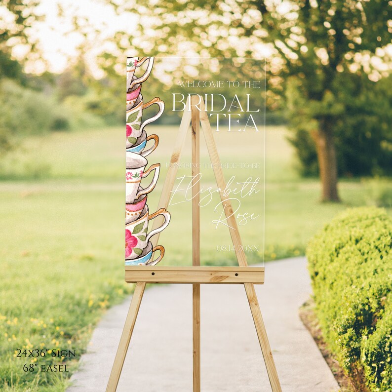 Tea Party Bridal Shower Welcome Sign, Bride-to-be Entrance Sign, Bridal ...