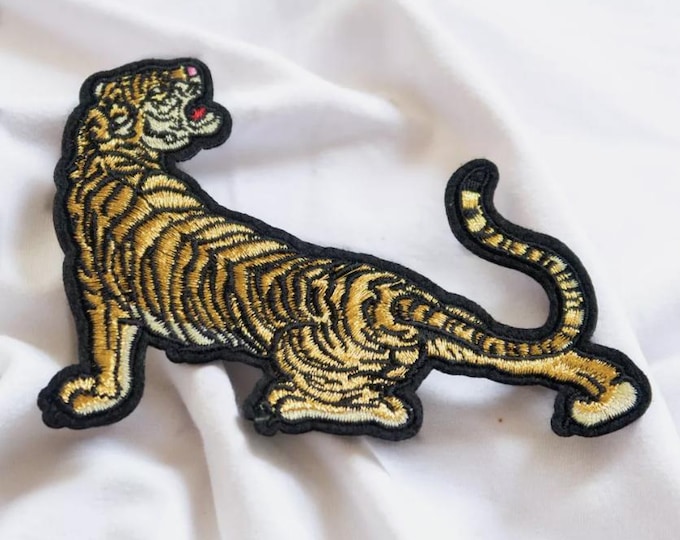 Tiger Patch / Tigers Head Patch / Sew or Iron on Embroidered Tiger Patch / Tiger Patch for ...