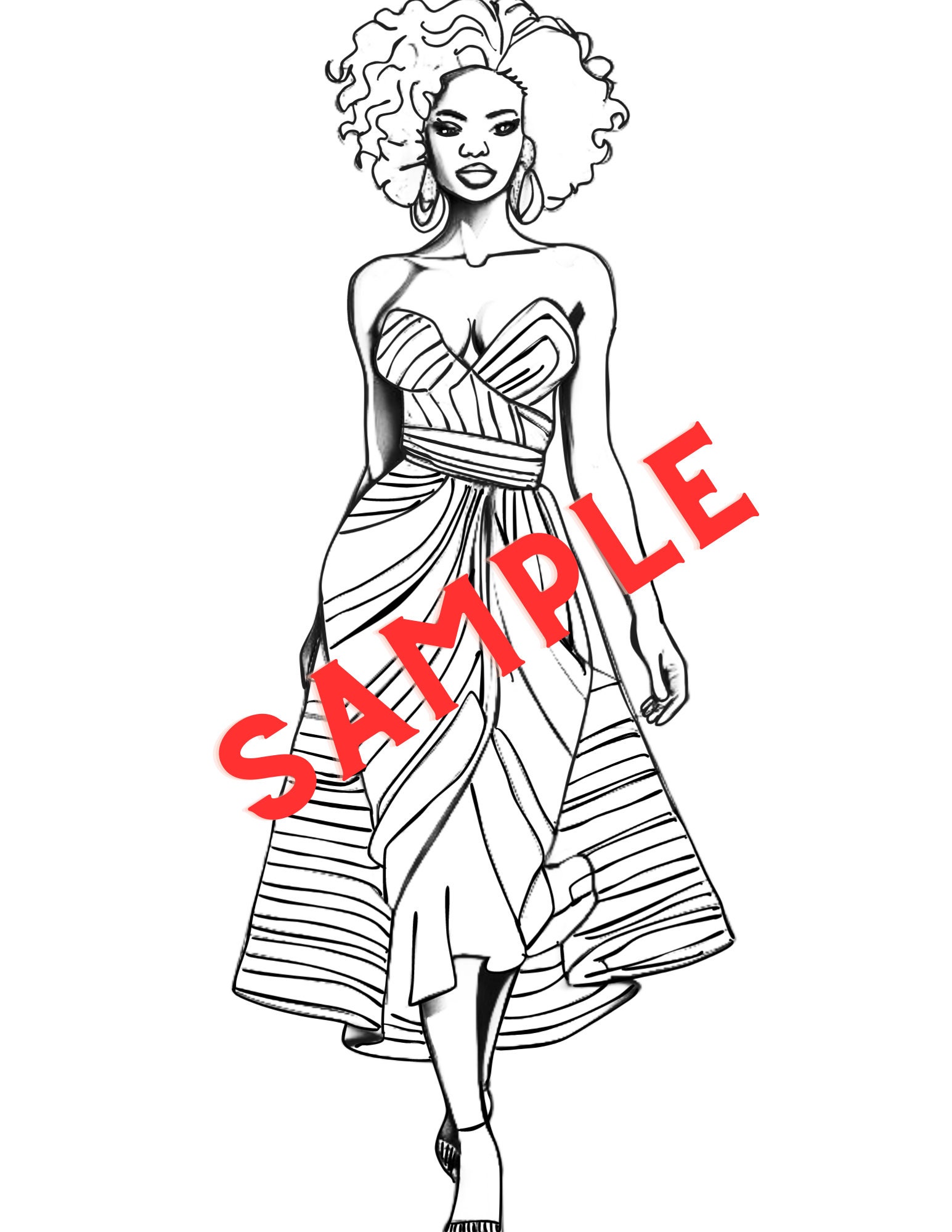 30 Fashion Coloring Pages Set, African Fashion Vol.1, 30 Coloring Pages ...