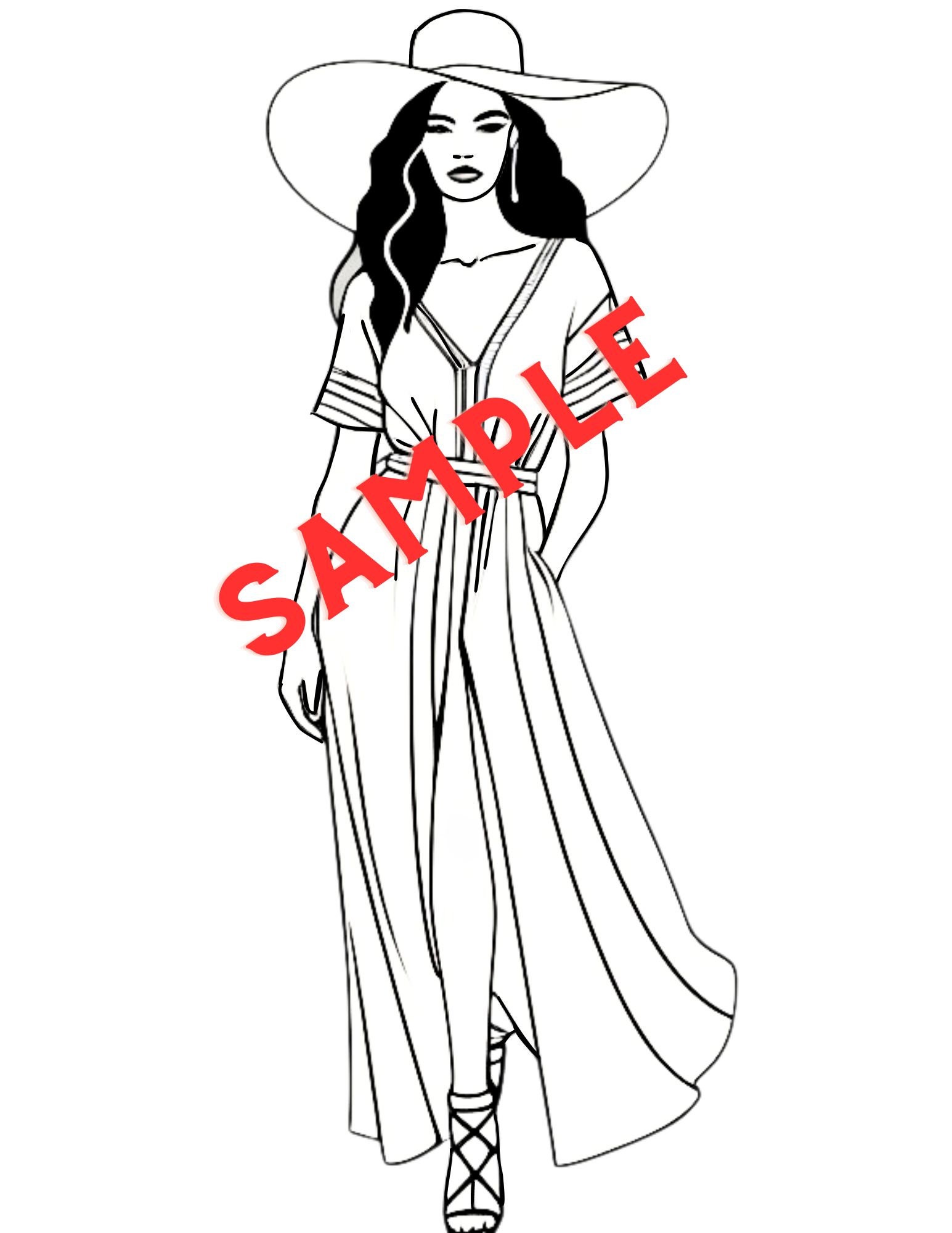 30 Fashion Coloring Pages Set, Boho, 30 Coloring Pages Bundle, Instant ...