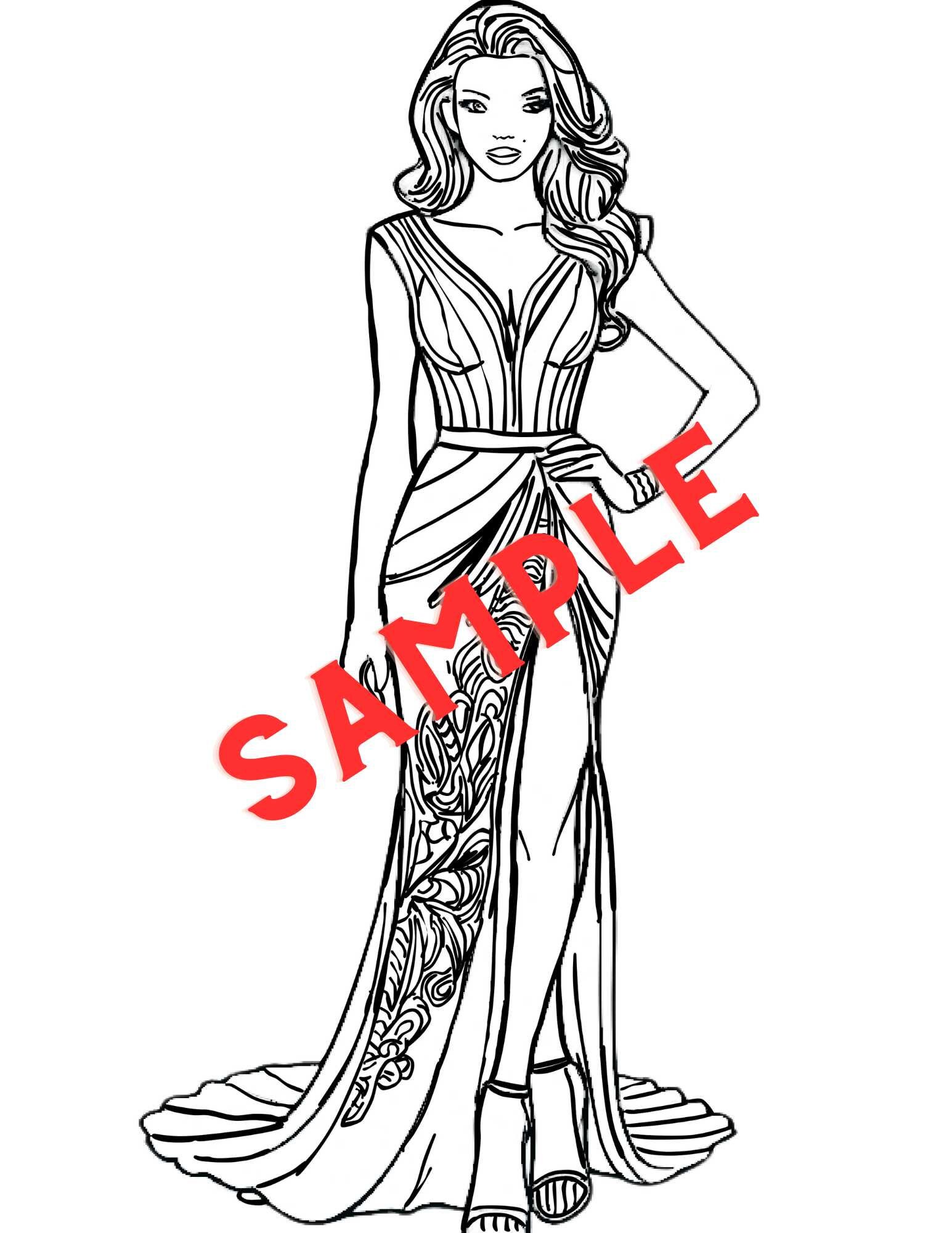 30 Fashion Coloring Pages Set, Glamour, 30 Coloring Pages Bundle ...