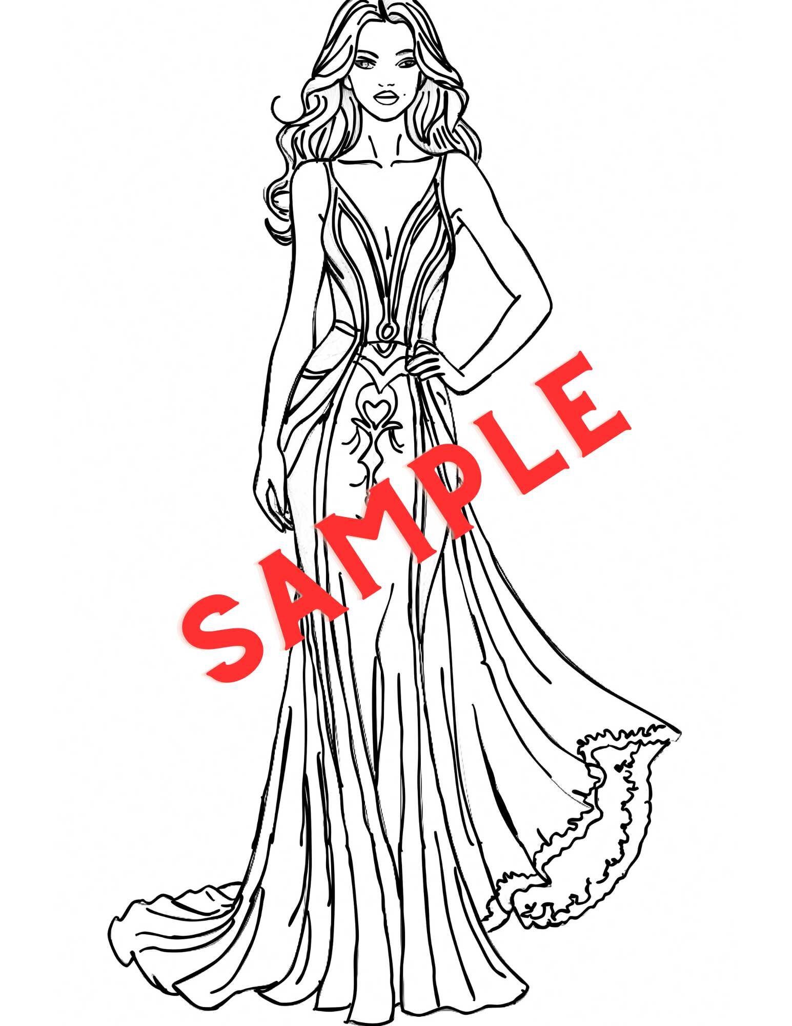 30 Fashion Coloring Pages Set, Glamour, 30 Coloring Pages Bundle ...