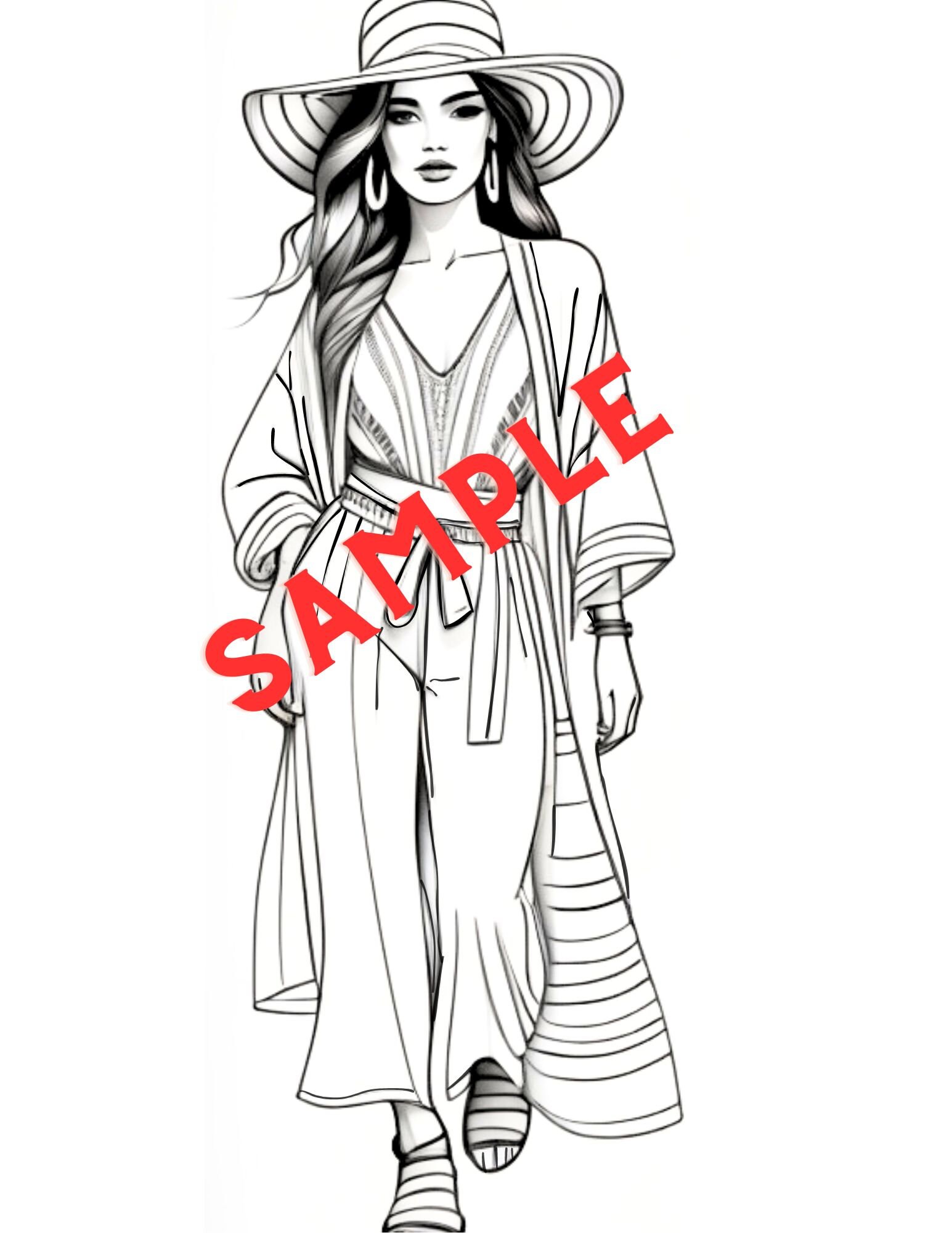 30 Fashion Coloring Pages Set, Boho, 30 Coloring Pages Bundle, Instant ...