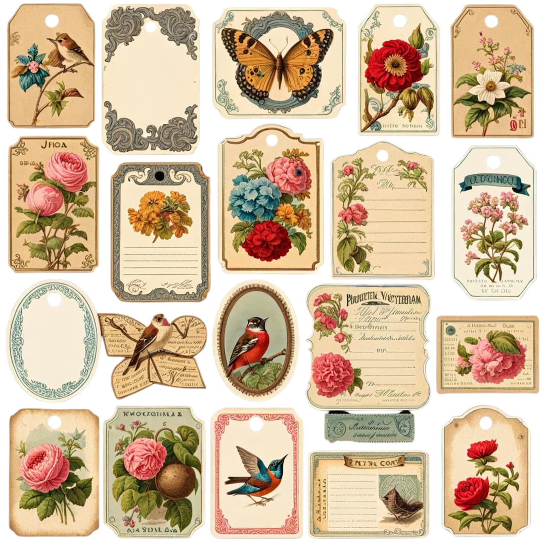 Flowered Gift Tags, Gift Tags, Digital Gift Tags, Digital Print ...