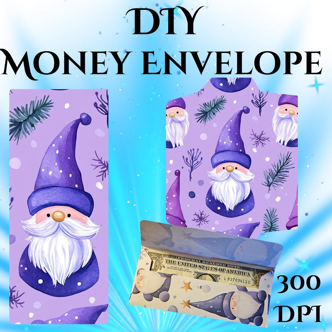 Charming Gnome Money Envelope Holder DIY - Instant Printable Design! - Etsy