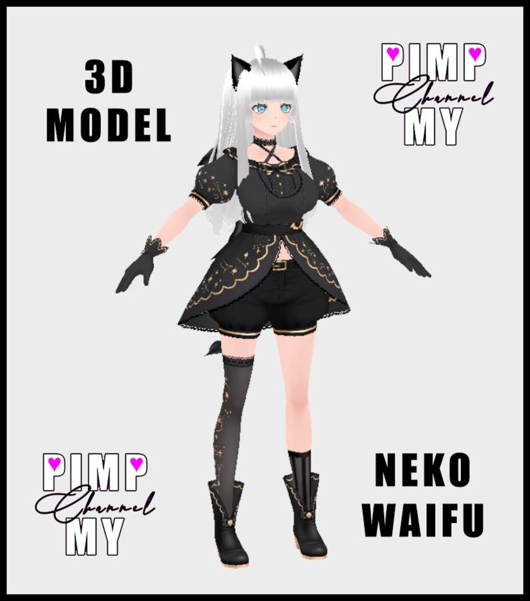 3D Neko Waifu Vtuber Model | Vtube Studio VRM File Vrchat - Etsy
