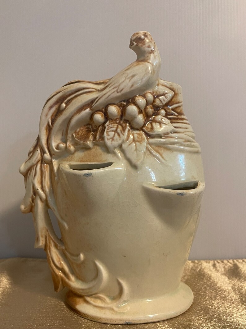 Vintage Mccoy Pottery Cream/rust Bird of Paradise Peacock Planter - Etsy