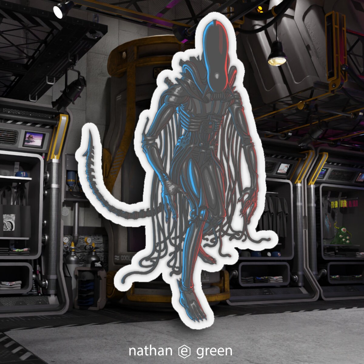 Darth Vader Alien Crossover Sticker Darth Xenomorph Original Art Sci Fi ...