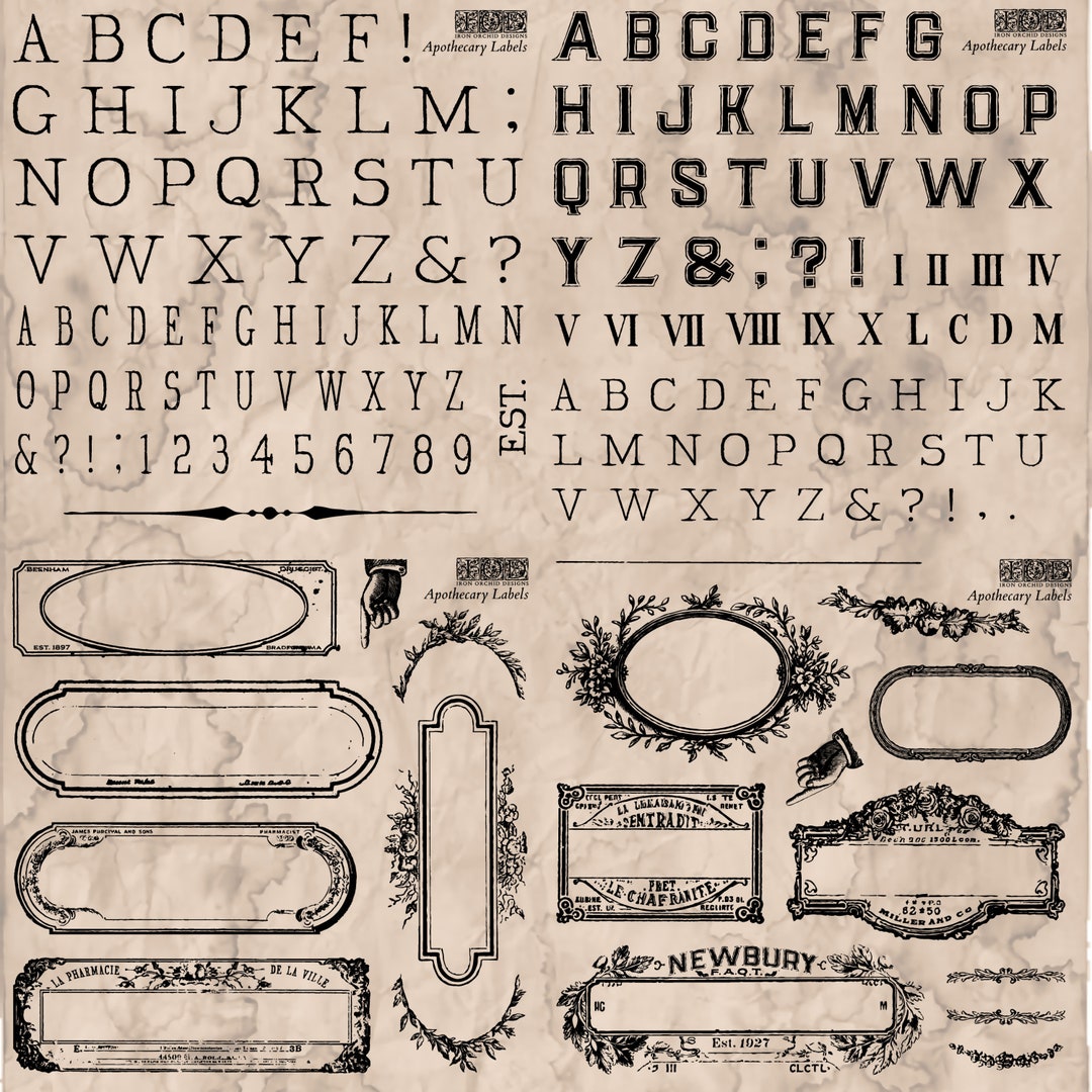 IOD Apothecary Labels Decor Stamp™ Set of 4 6" X 6" FREE SHIPPING ...