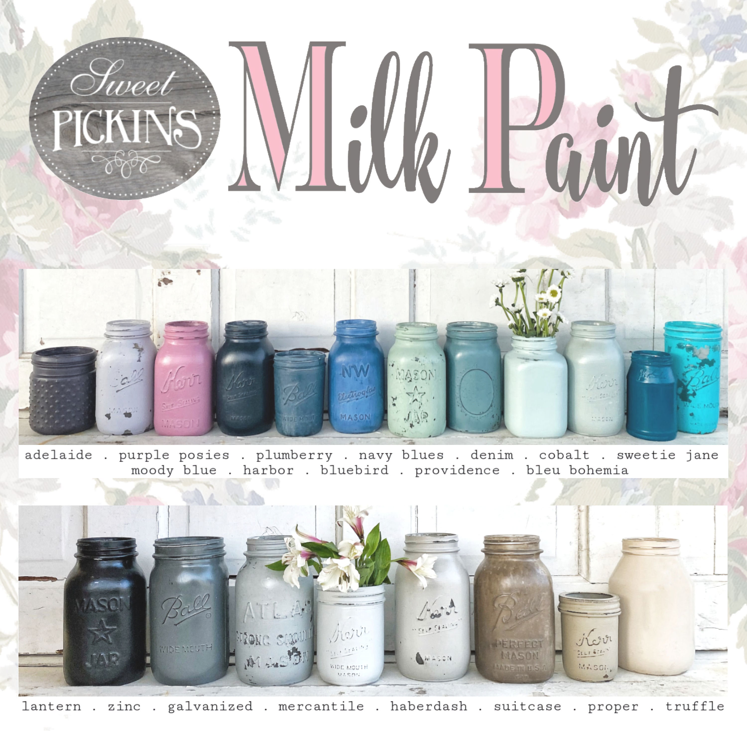 Sweet Pickins Milk Paint in 2oz Sample Size, Pint, Quart and Gallon in ...