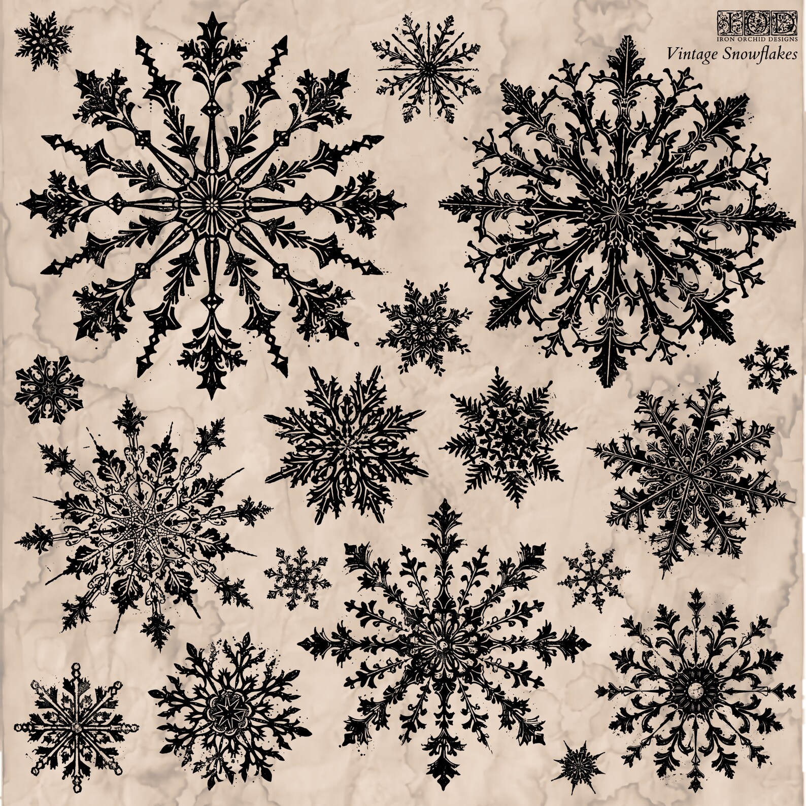 IOD Vintage Snowflakes Decor Stamp™ 12" X 12" FREE SHIPPING Orders Over ...
