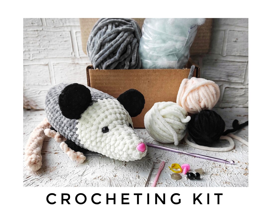 Opossum Crochet Kit: Beginner Amigurumi DIY Craft - Etsy