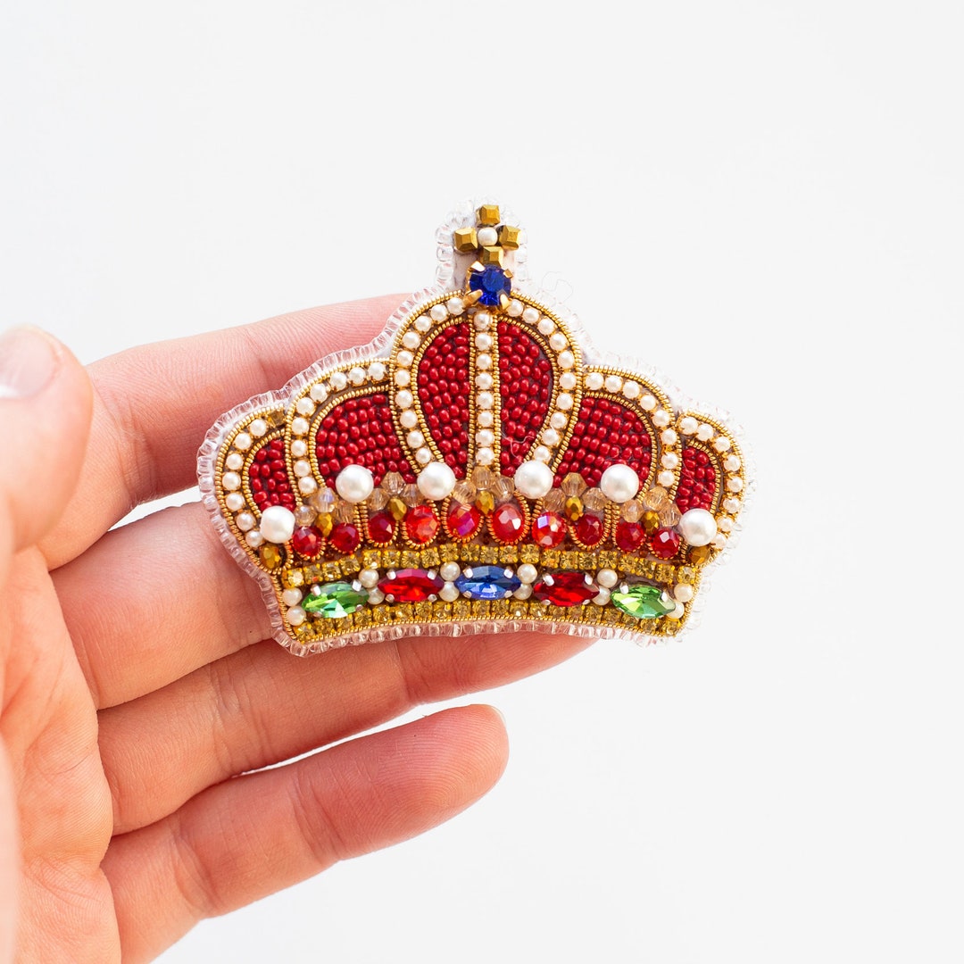 Bead Embroidery Kit Royal Crown. Seed Bead Brooch Kit. DIY Craft Kit ...
