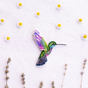 Hummingbird Bead Embroidery Kit. Seed Bead Brooch Kit. DIY Craft Kit ...