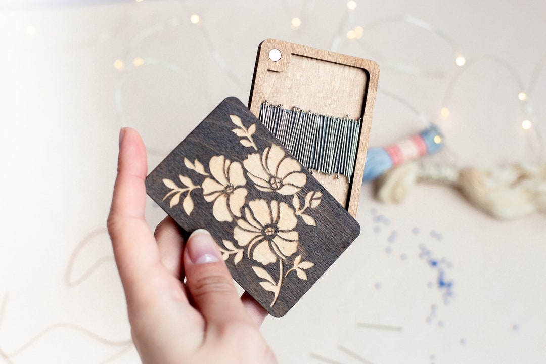 Needle Minder, Wooden Floral Keeper for Needles, Embroidery Cross ...