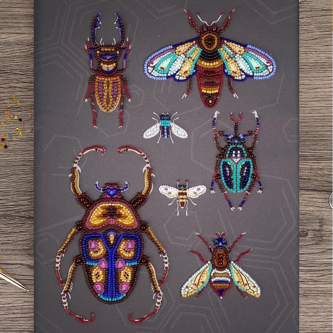 Butterfly Bead Embroidery Kit: Insect Beading on Printed Felt Base ...