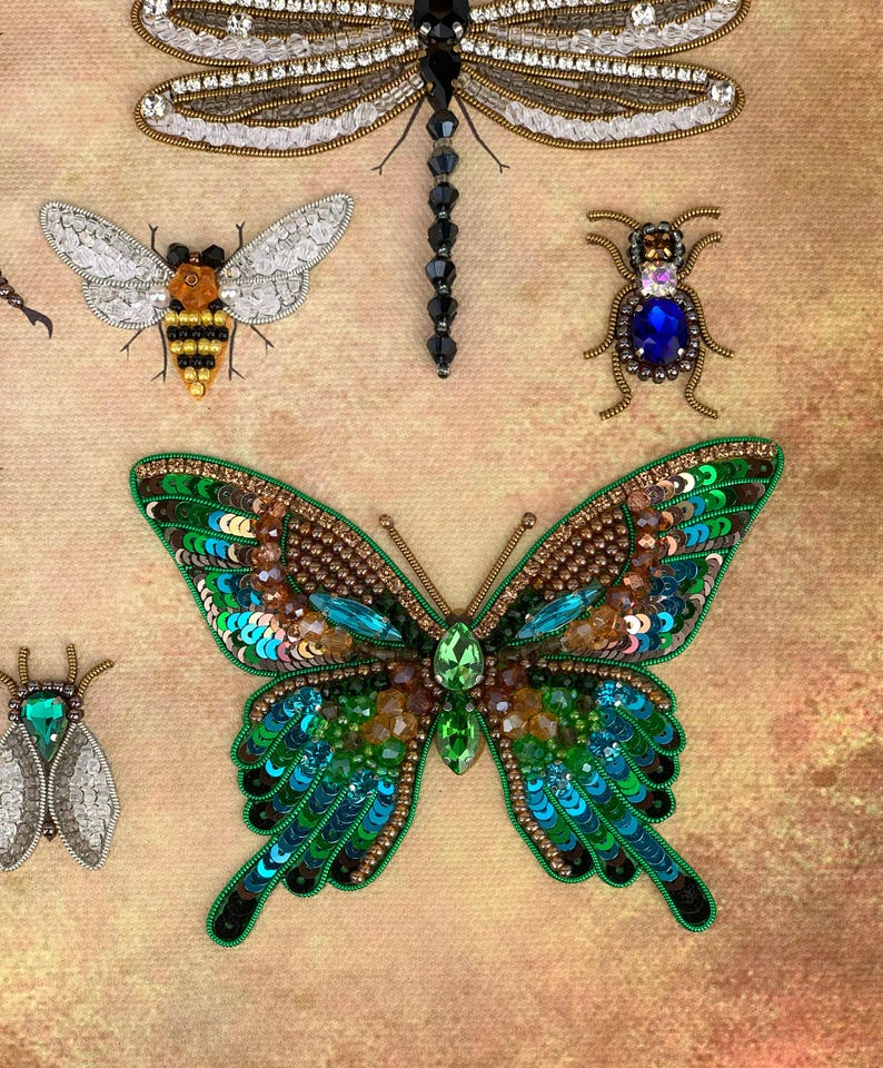 Bugs Bead Embroidery Kit: DIY Insect Beading on Printed Felt Base - Etsy