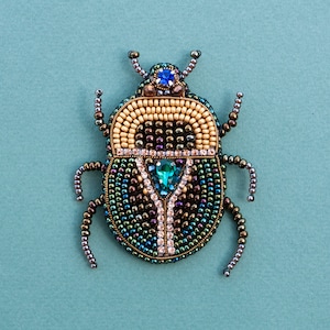 Bead Embroidery Kit Scarab Beetle. DIY Seed Bead Brooch Kit. Insect ...