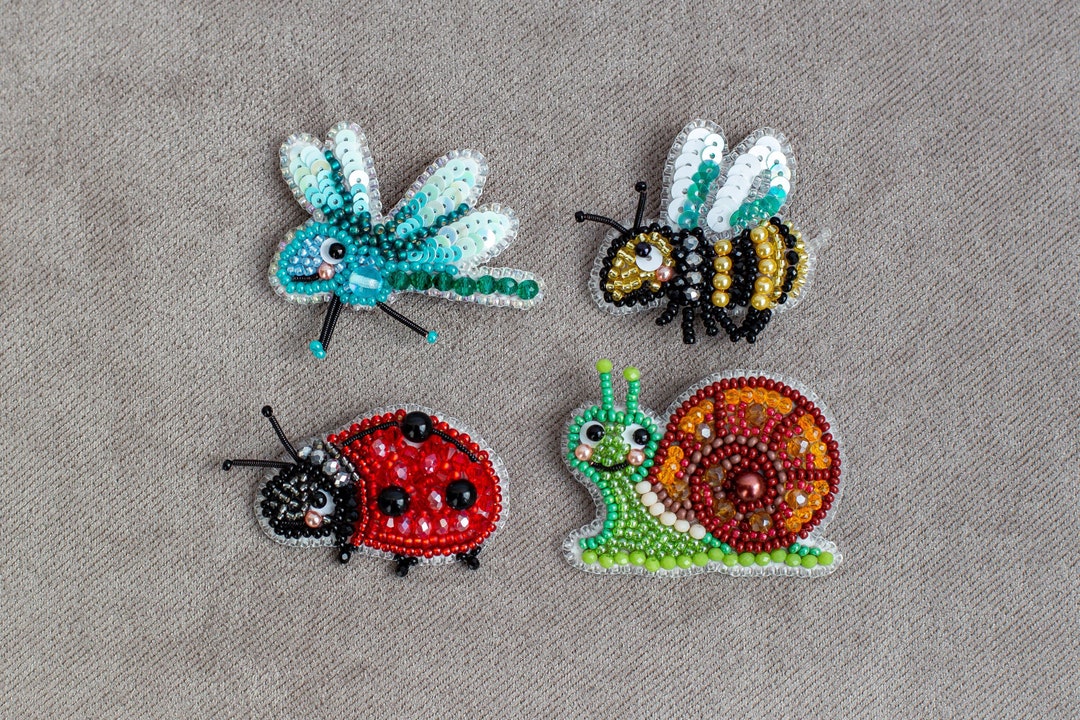 Bead Embroidery Kit - Set of 4 Bugs, DIY Craft Kits, Insect Beaded ...