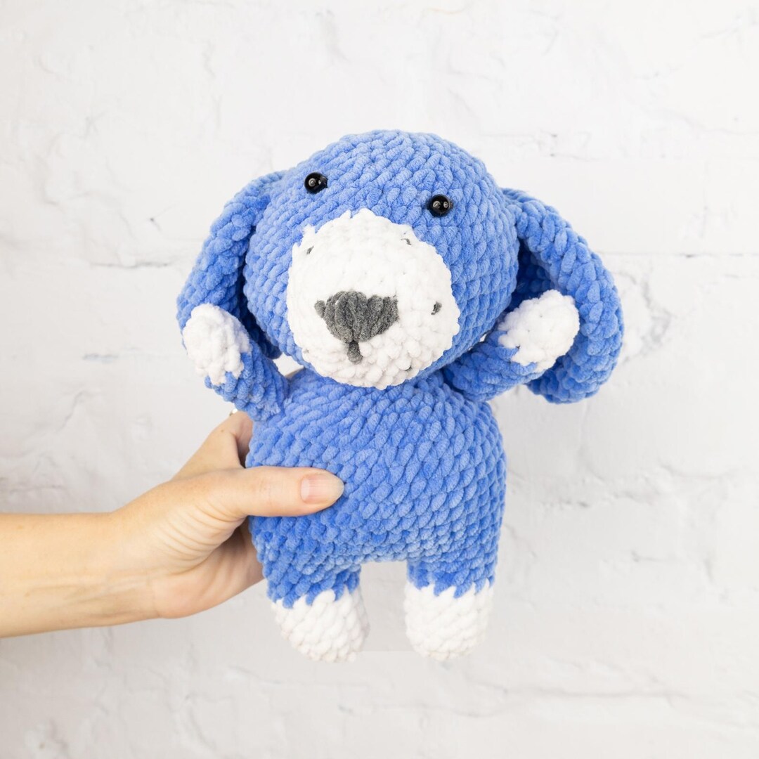 Blue Plush Dog Crochet Kit for Adults, Beginner Crochet Kit, Animal ...