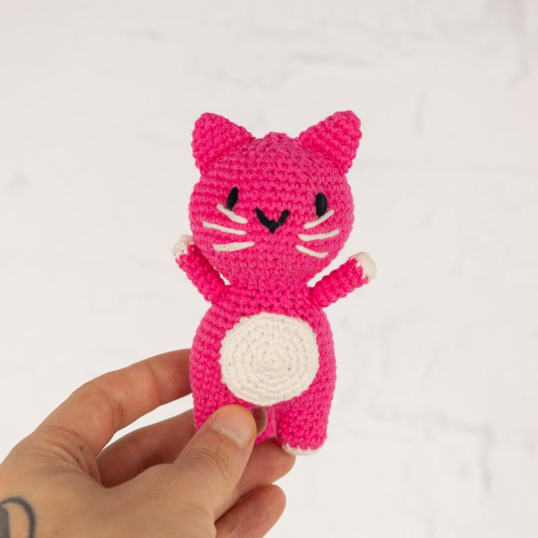 Pink Cat Crochet Kit for Adults, Beginner Crochet Kit, Animal Amigurumi ...