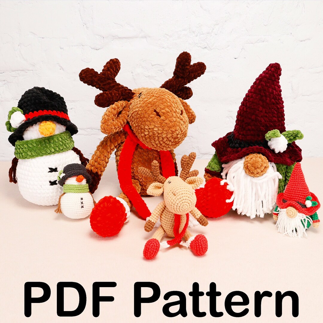 Christmas Amigurumi Crochet Pattern: Gnome, Reindeer, Snowman (PDF ...