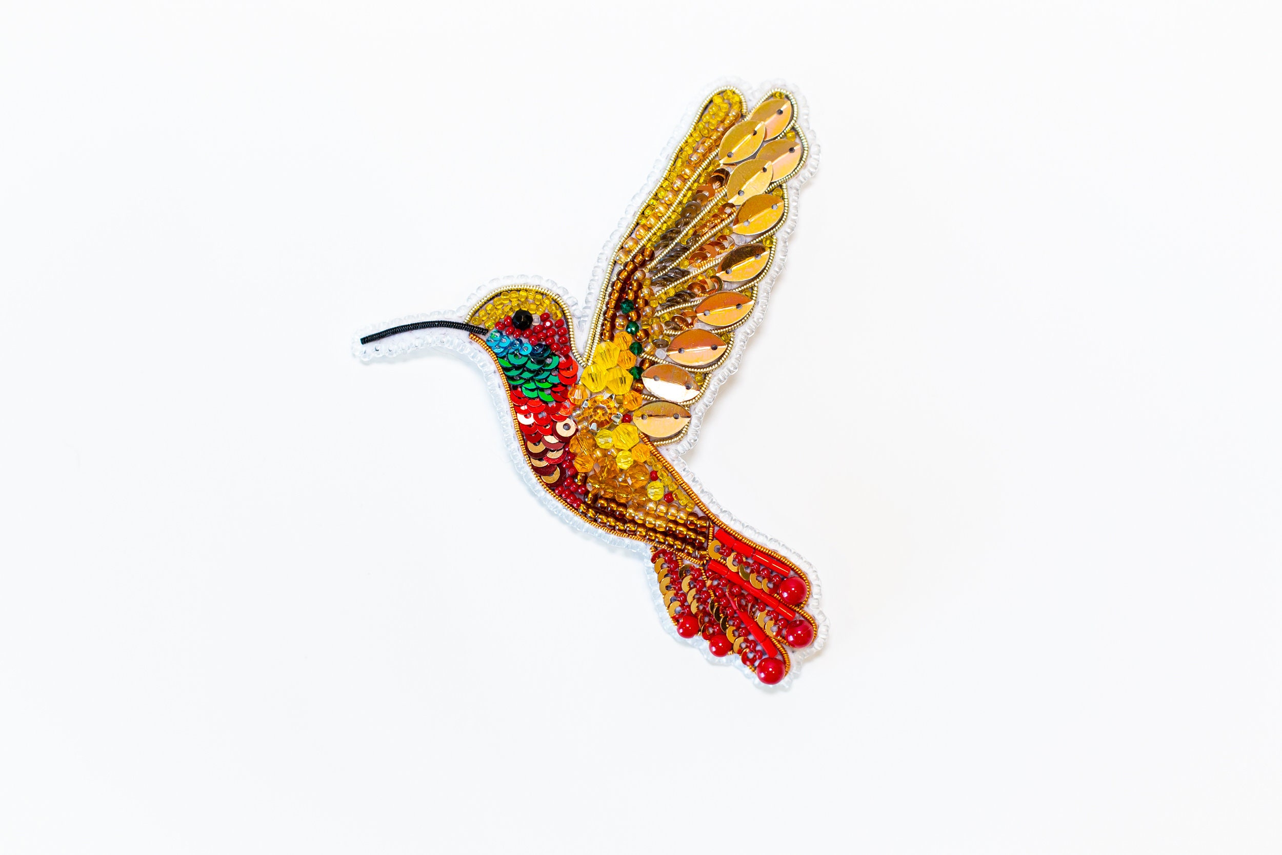 Bead Embroidery Kit Set of 3 Hummingbirds, DIY Craft Kits, Bird Beaded ...