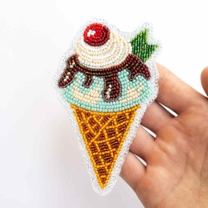 Bead Embroidery Kit Ice Cream. Seed Bead Brooch or Patch Kit. DIY Craft ...