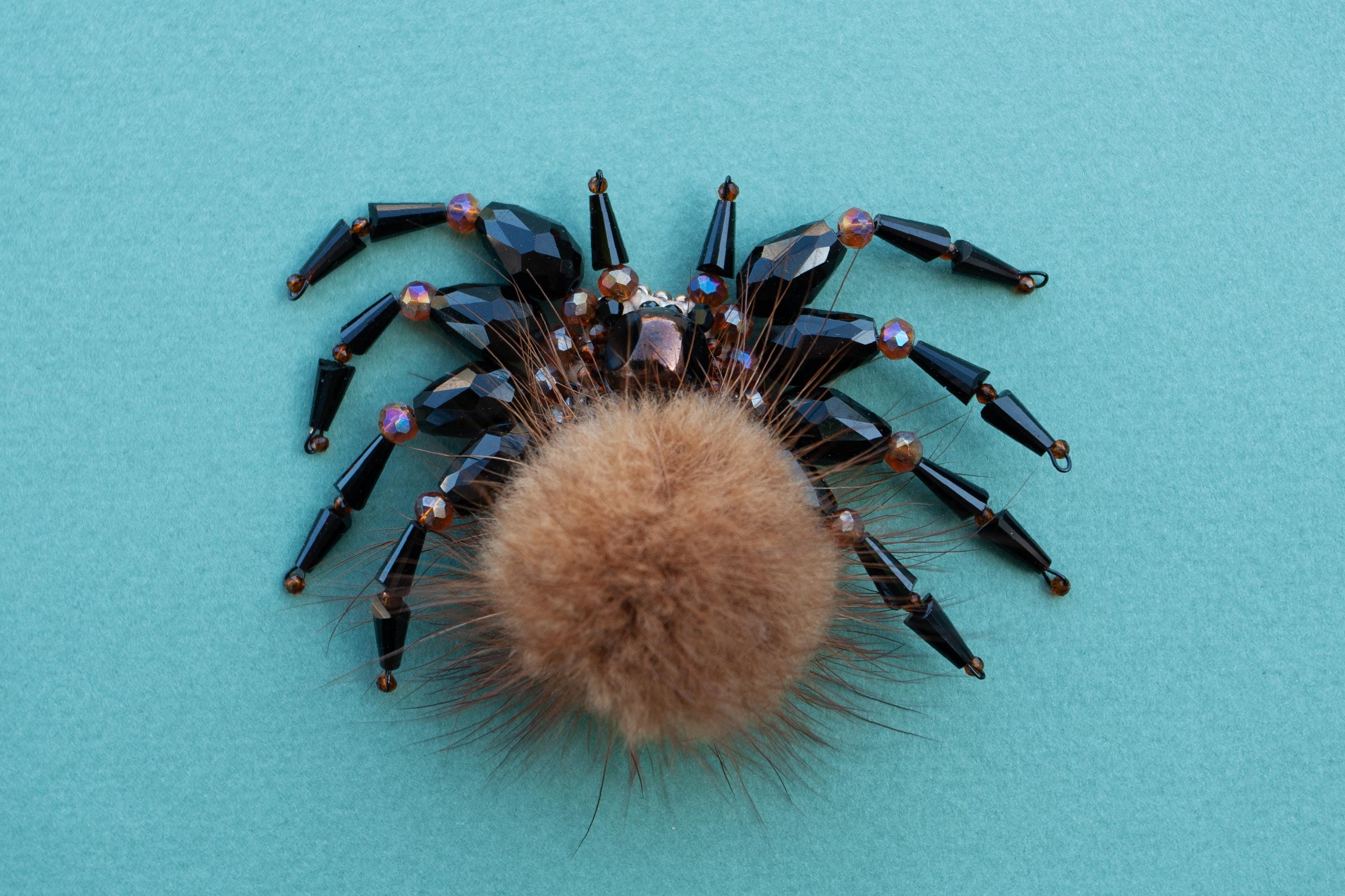 Bead Embroidery Kit: Tarantula Spider Brooch With Fur (DIY) - Etsy