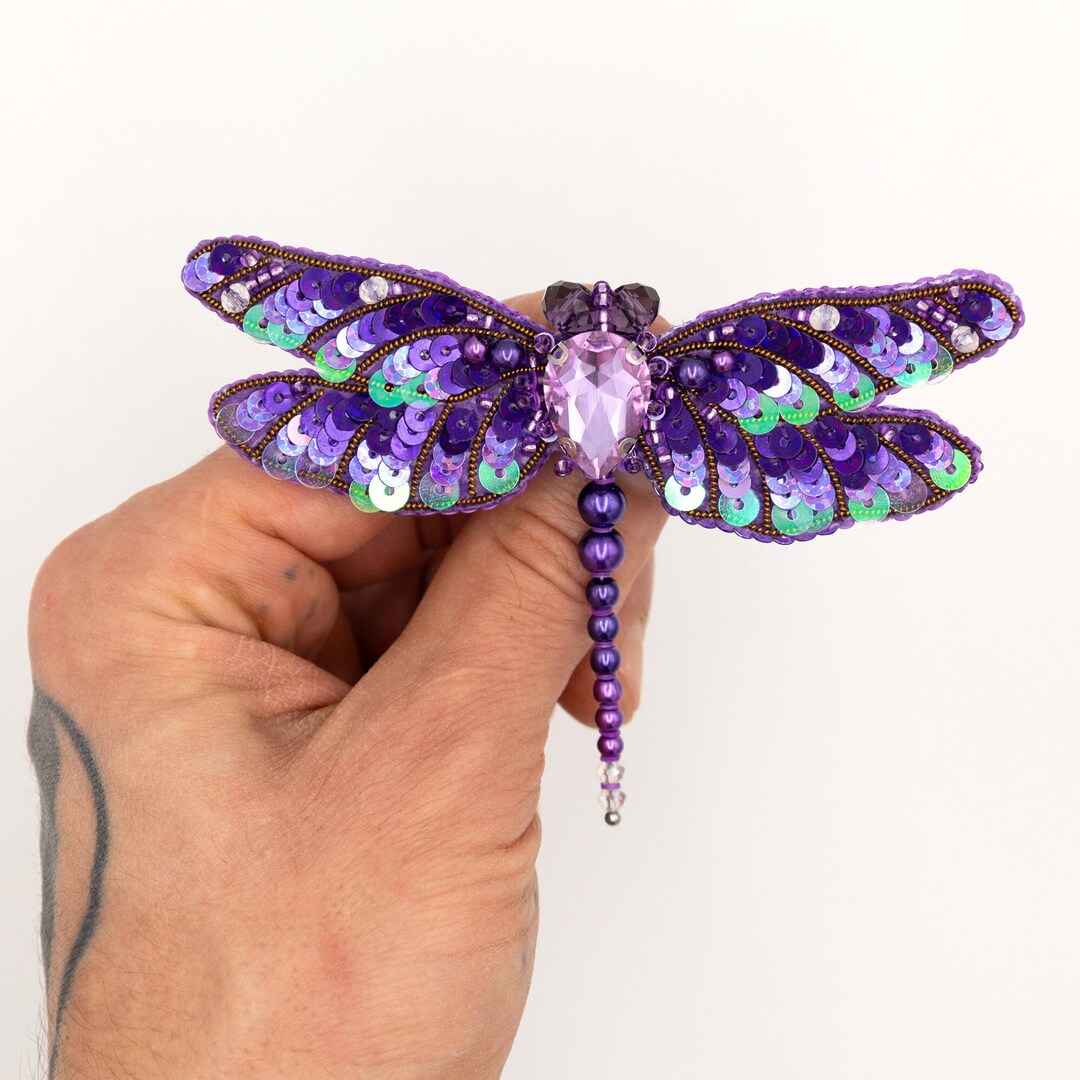Bead Embroidery Kit Dragonfly. Seed Bead Brooch Kit. DIY Craft Kit ...