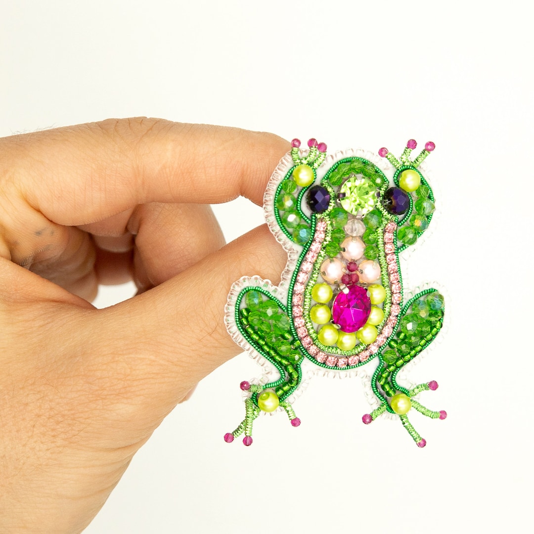 Frog Bead Embroidery Kit. Seed Bead Brooch Kit. DIY Craft Kit. Beading ...