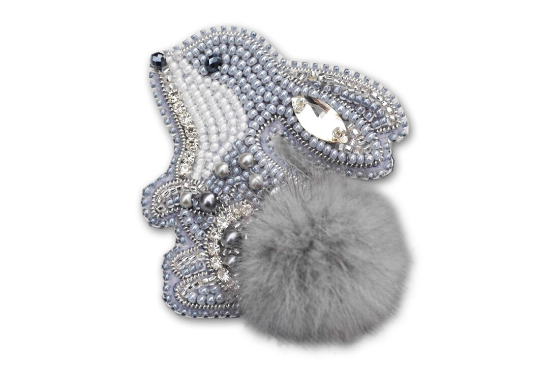 Bead Embroidery Kit Rabbit. Seed Bead Brooch Kit. DIY Craft Kit ...