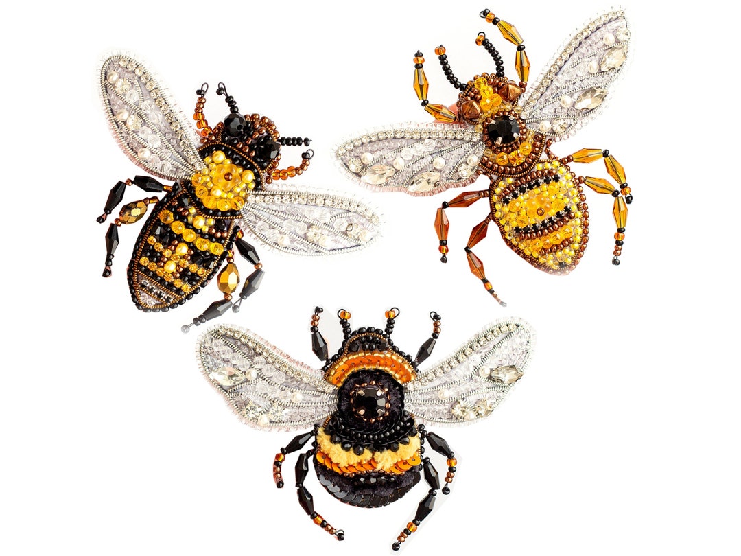 Bead Embroidery Kit - Set of 3 Insects (wasp, Bumblebee, Honey Bee ...