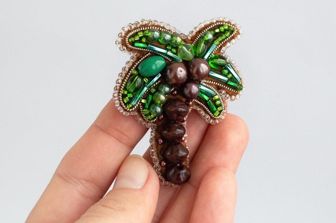 Bead Embroidery Kit Palm Tree. Seed Bead Brooch Kit. DIY Craft Kit ...