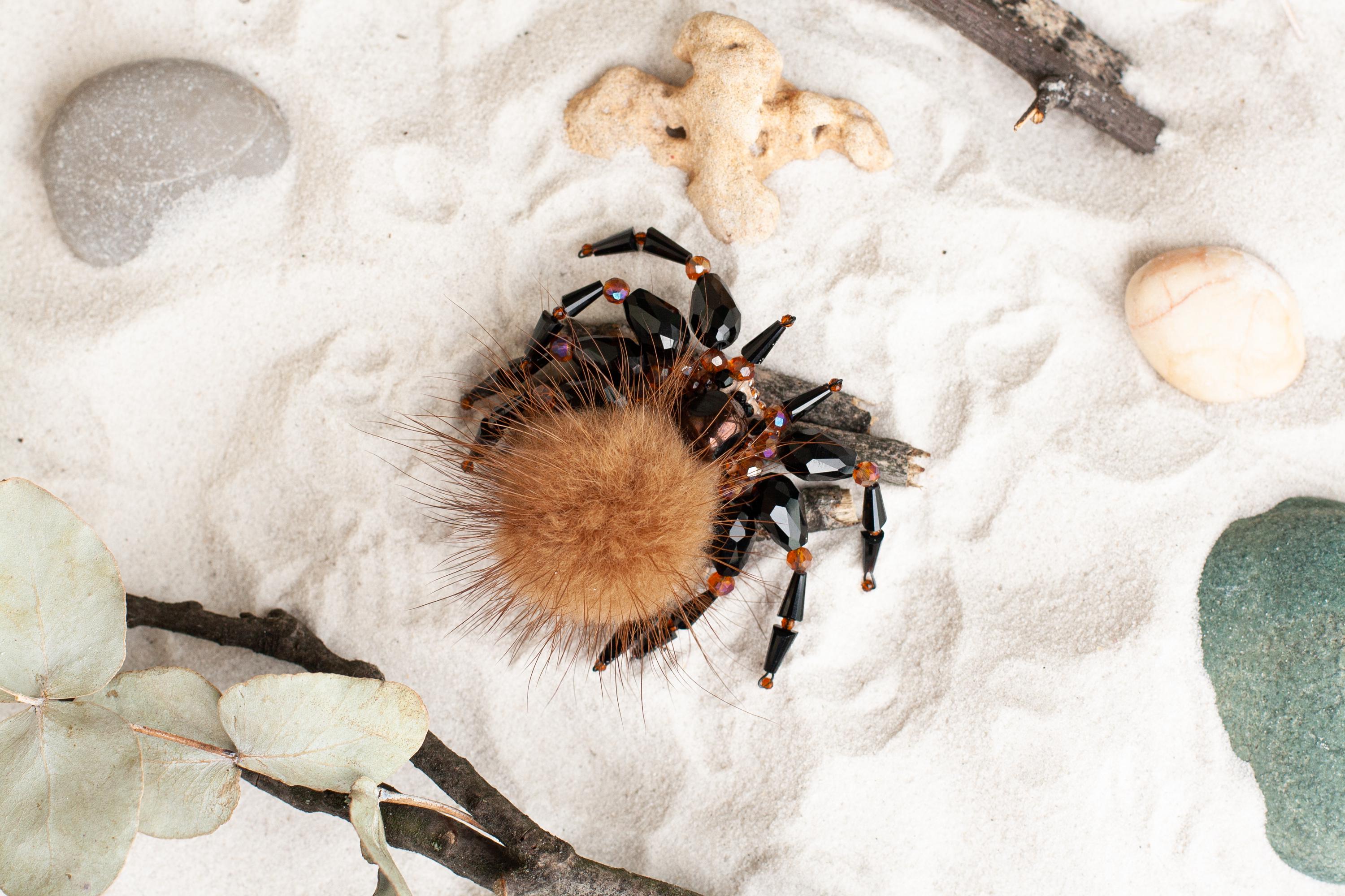 Bead Embroidery Kit: Tarantula Spider Brooch With Fur (DIY) - Etsy