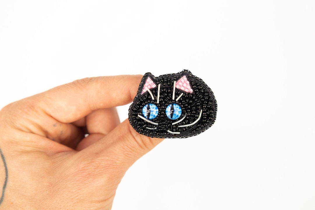 Black Cat Bead Embroidery Kit. Seed Bead Brooch Kit. DIY Craft Kit ...
