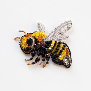 Bead Embroidery Kit Bee. Seed Bead Brooch Kit. DIY Craft Kit. Insect ...