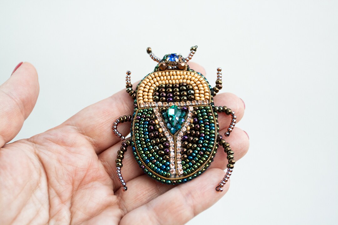 Bead Embroidery Kit Scarab Beetle. DIY Seed Bead Brooch Kit. Insect ...