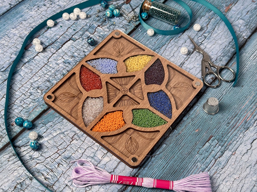 Personalizable Seed Bead Organizer With Clear Lid, Wooden Box for Beads ...