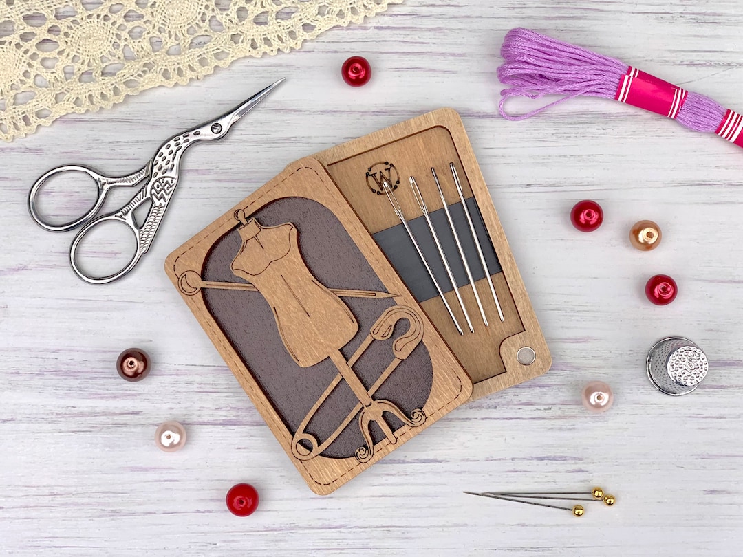 Personalizable Wooden Needle Holder, Magnetic Needle Minder, Sewing ...