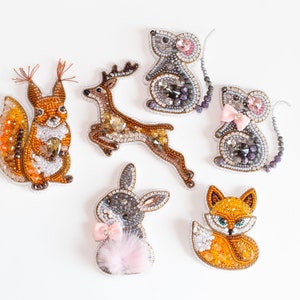 Bead Embroidery Kit Squirrel. Seed Bead Brooch Kit. DIY Craft Kit ...