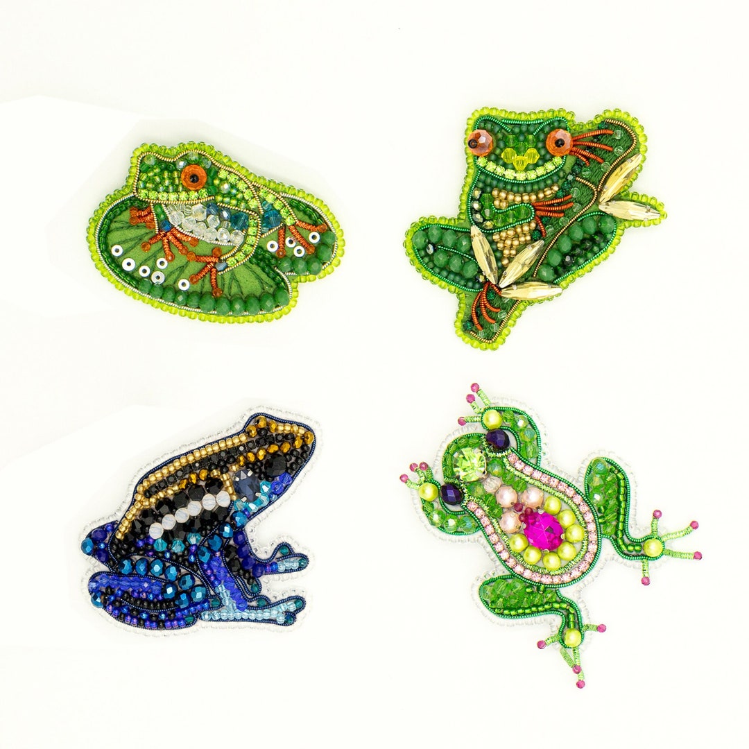 Bead Embroidery Kit - Set of 4 Frogs, DIY Craft Kits, Cute Beaded ...